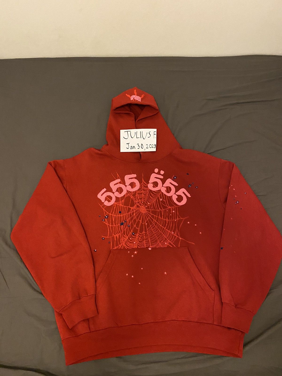 Sp5der Spider Worldwide Red 555 Hoodie | Grailed
