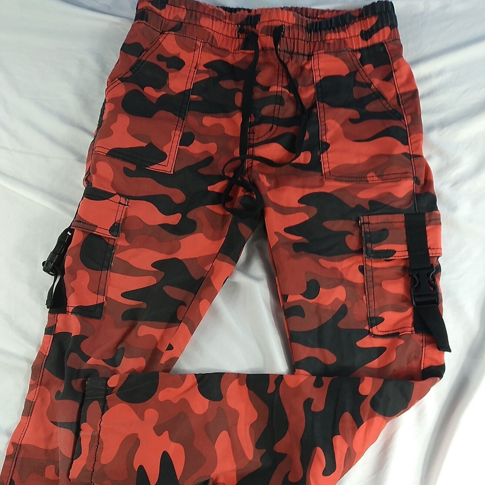 Vintage VIP Cargo Pants Womens 7/8 Red Straight Leg Camouflage Stretch ...