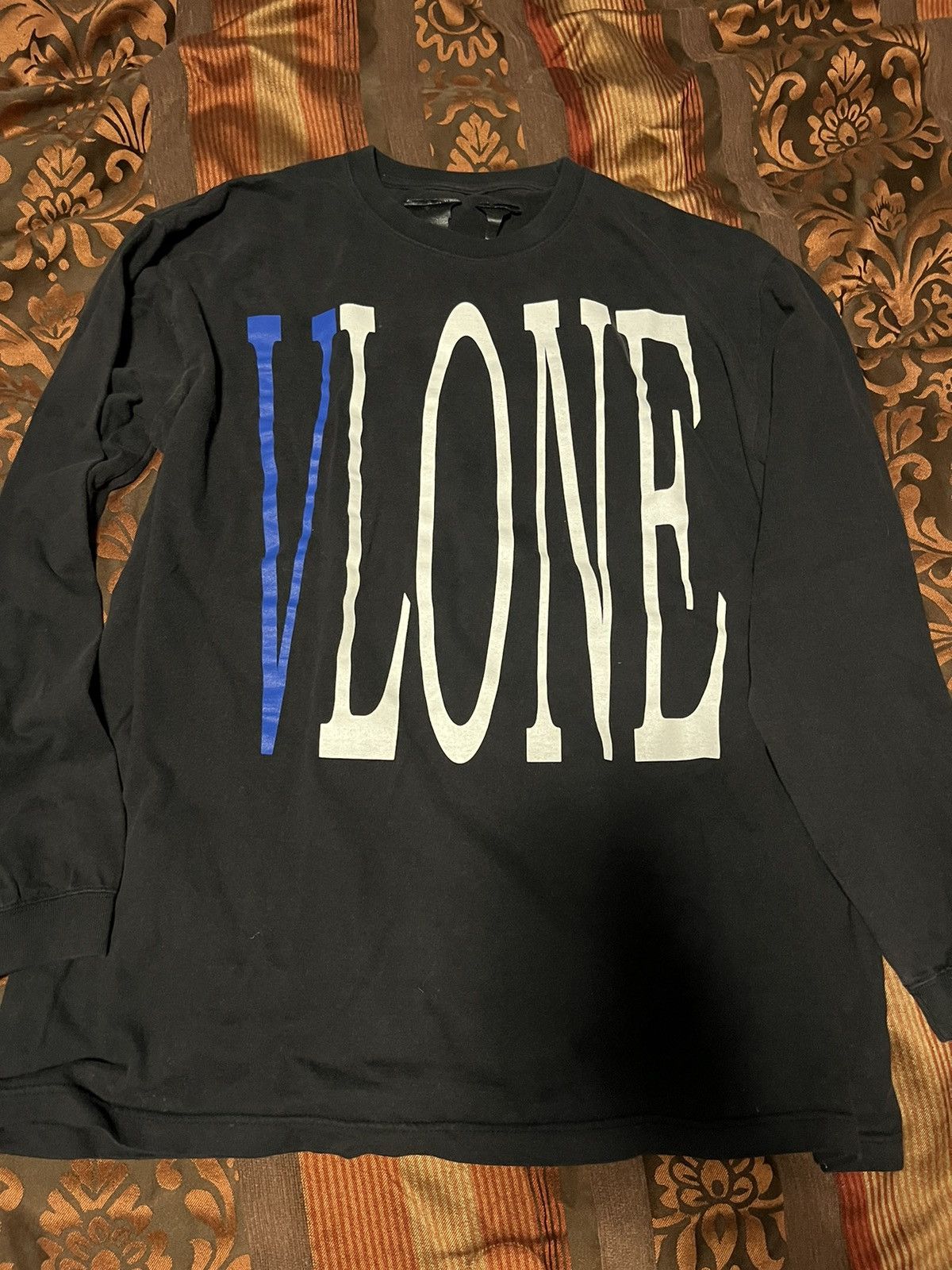 A$AP Rocky × Vlone VLONE Blue on Black Staple L/S Tee | Grailed