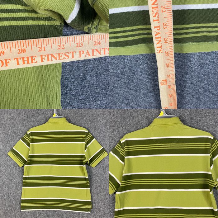 Izod Izod Polo Shirt Men's Medium 100% Cotton Adults Green Striped M | Grailed