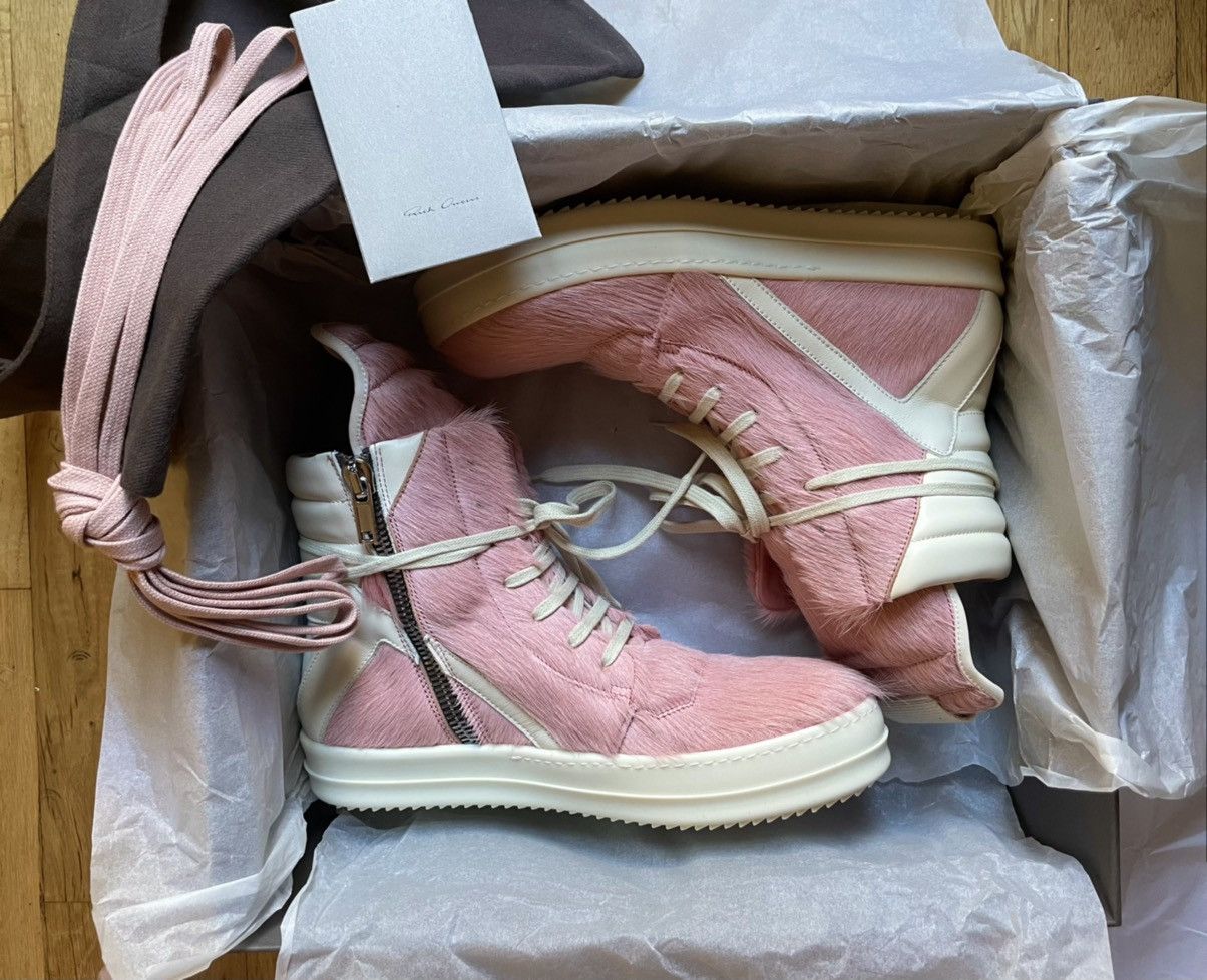 Rick Owens Rare Rick Owens pink pony hair Geobaskets | Grailed
