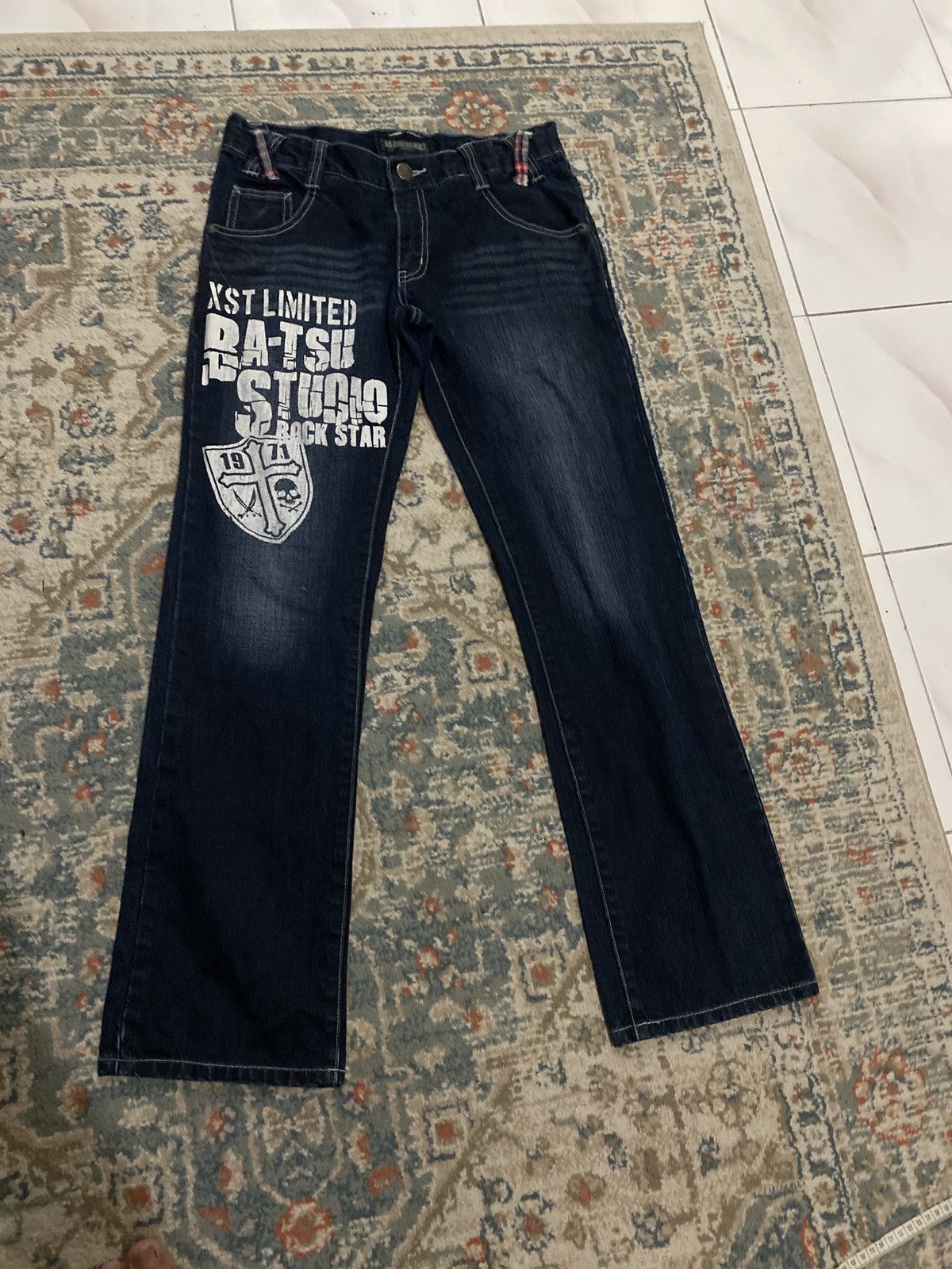 Japanese Brand BATSU STUDIO Japanese Denim Cross Painter Jeans Punk ...