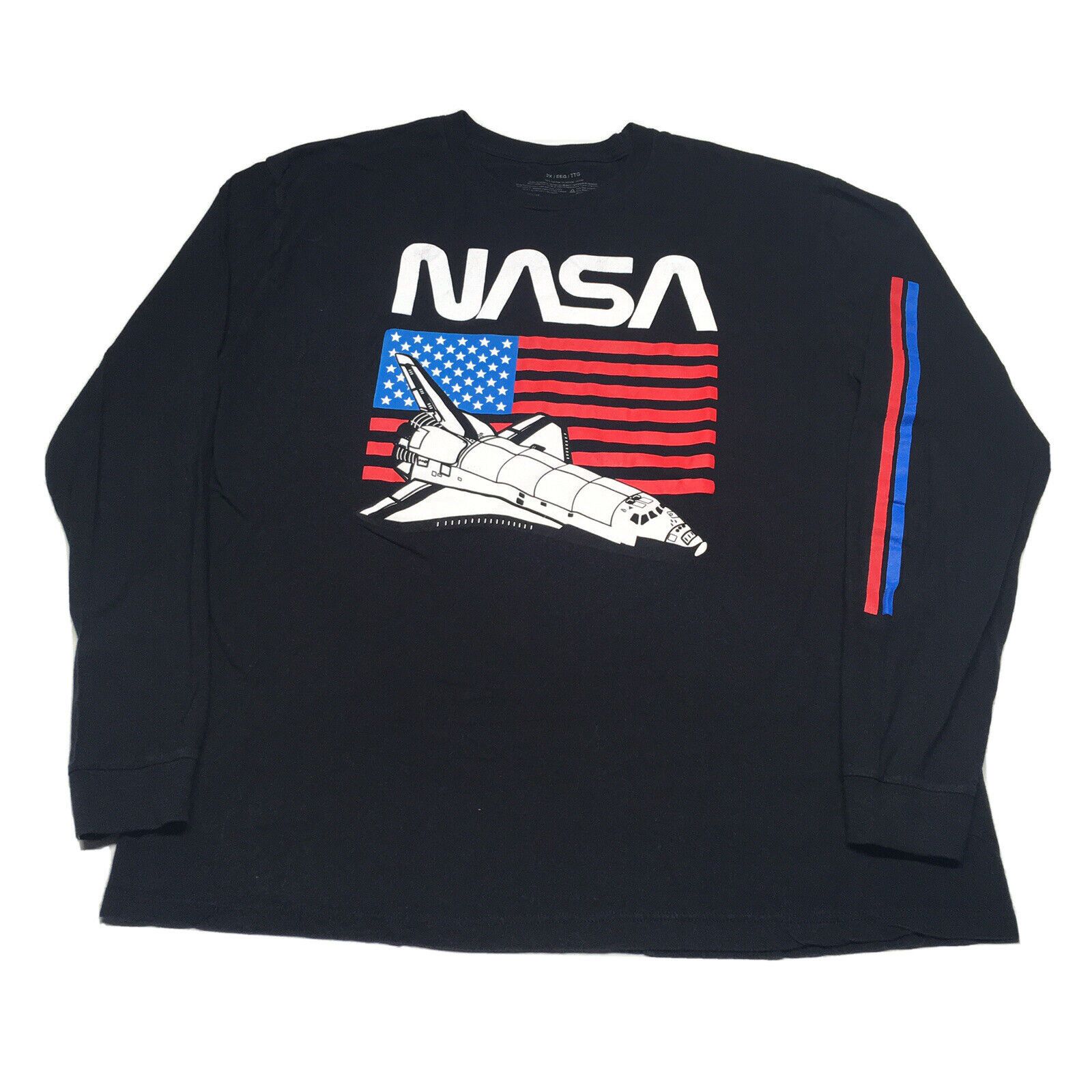 Nasa NASA Long Sleeve T-Shirt Mens XXL Spaceship Graphic Black Rocket ...
