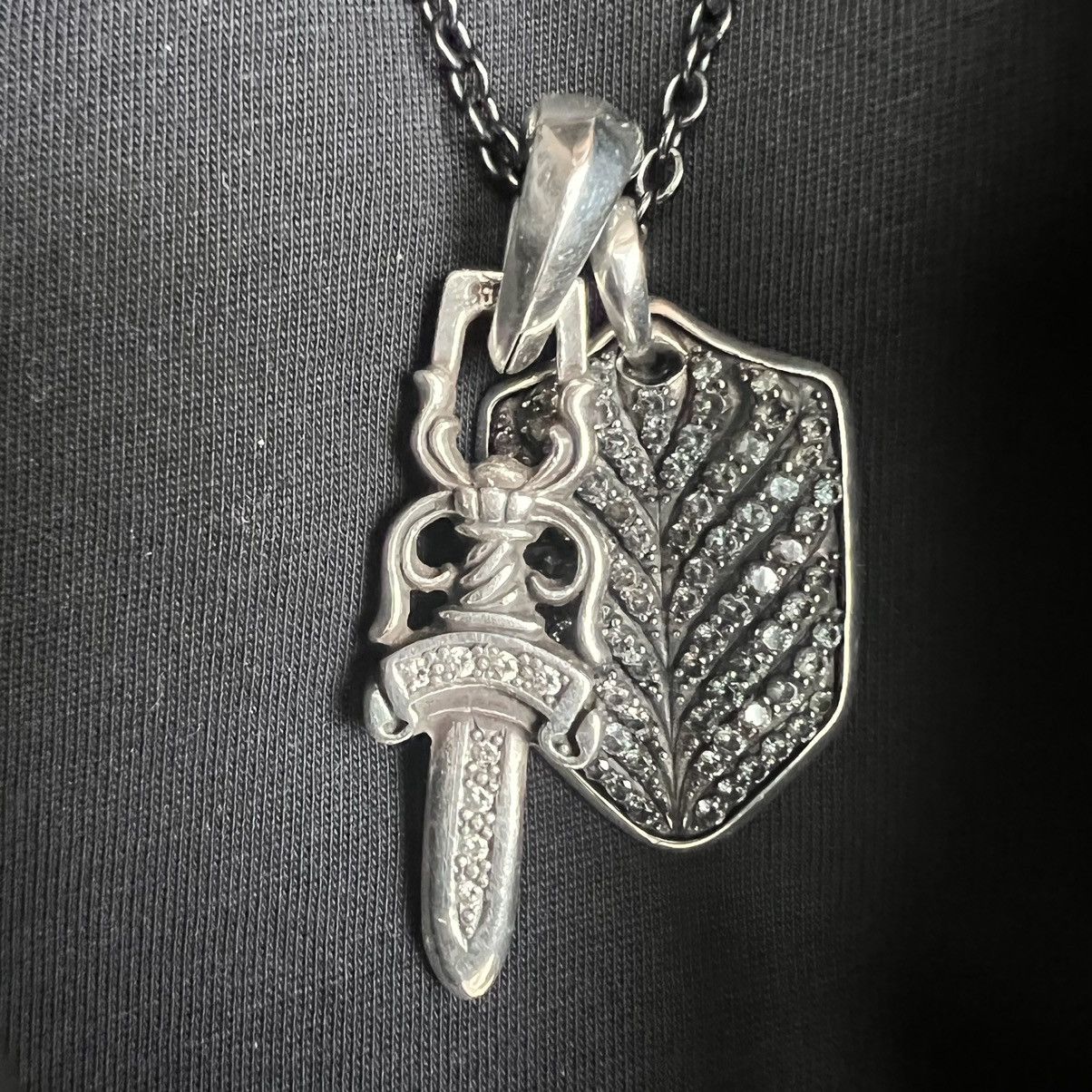 Chrome Hearts Chrome Hearts RARE Diamond Dagger + Clip-On Bail | Grailed