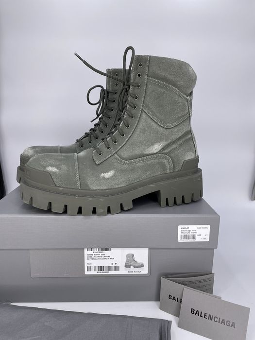 Balenciaga Balenciaga Distressed Boot Used-Look Combat Strike Canvas | Grailed