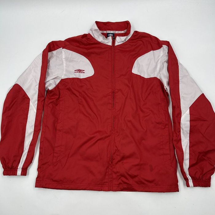 Umbro Vintage 90s Umbro Windbreaker Jacket Size Medium Red White Rare ...