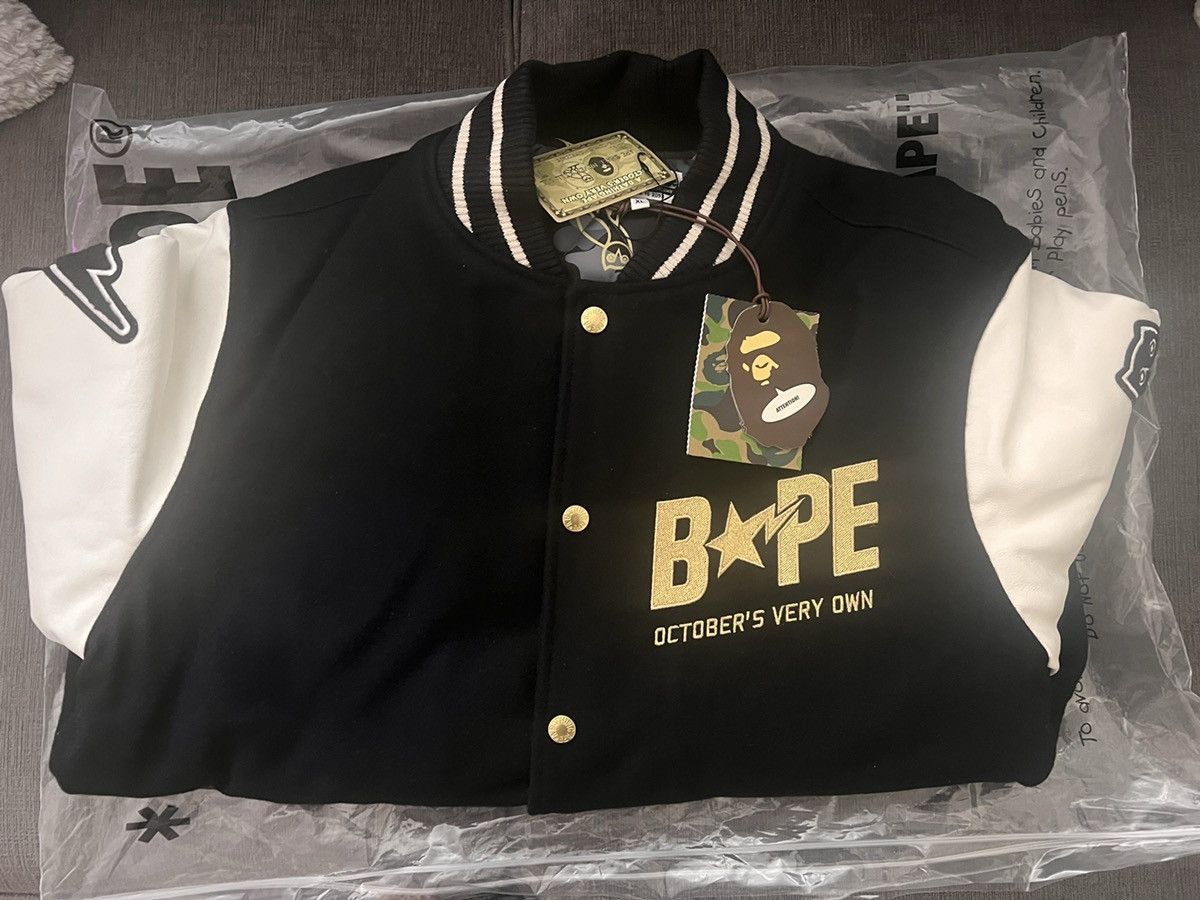 Bape × October's Very Own Bape x OVO Varsity Jacket | Grailed