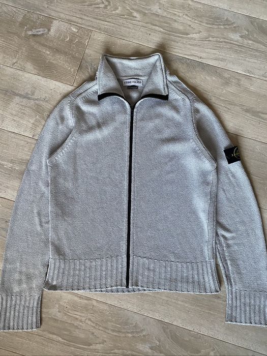 Stone Island Vintage 2002 Stone Island Knit Sweater Zip up Cardigan | Grailed