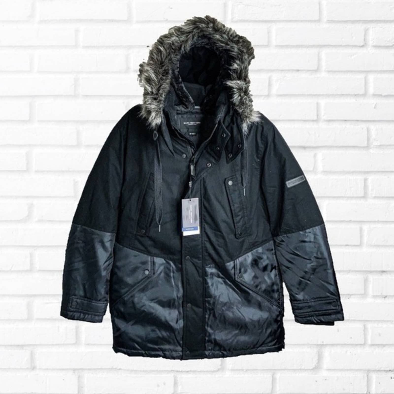 Andrew Marc MENS ANDREW MARC MAXFIELD FAUX FUR TRIM PARKA BLACK | Grailed