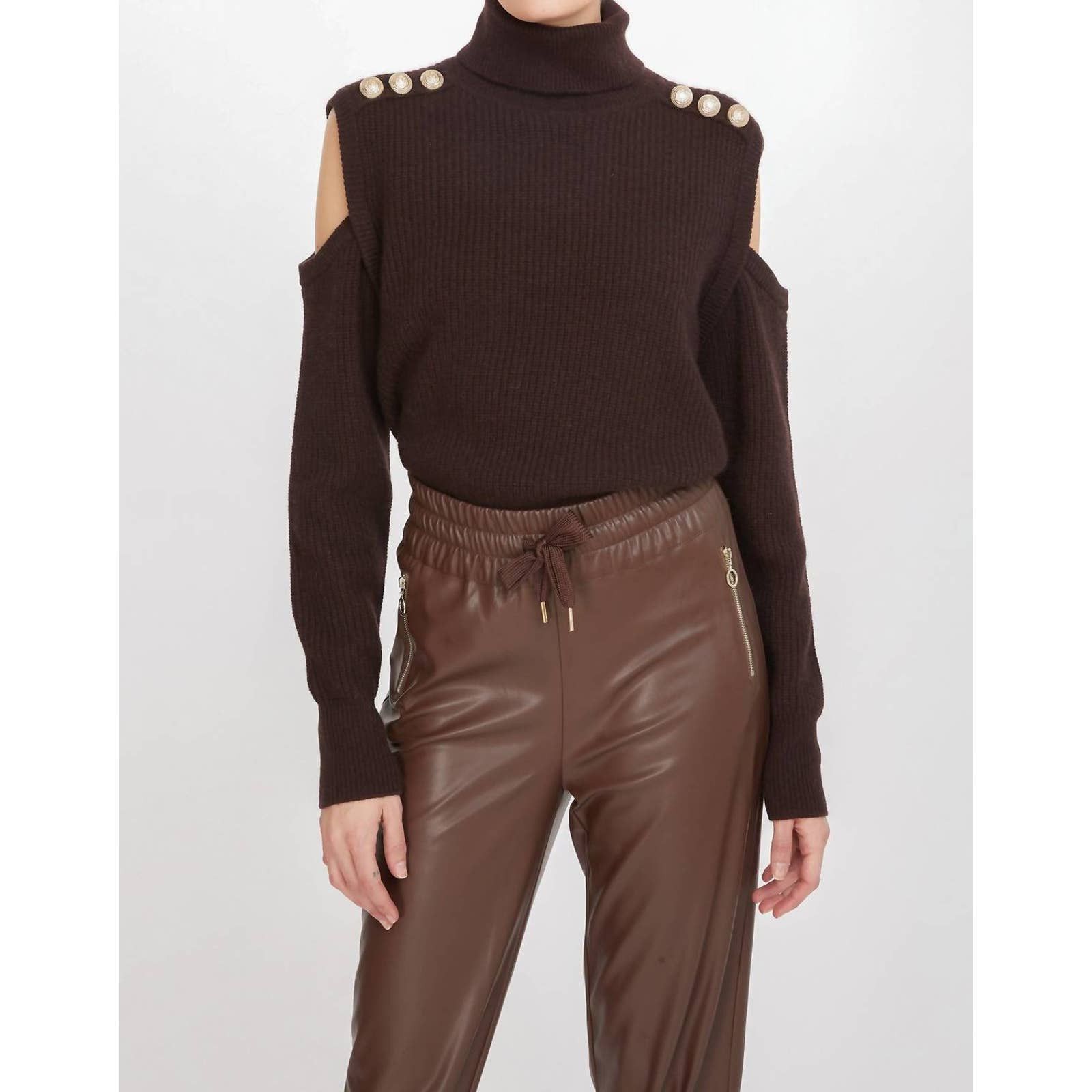 Generation Love NEW GENERATION LOVE Bibi Cut-Out Sweater In Deep Brown ...