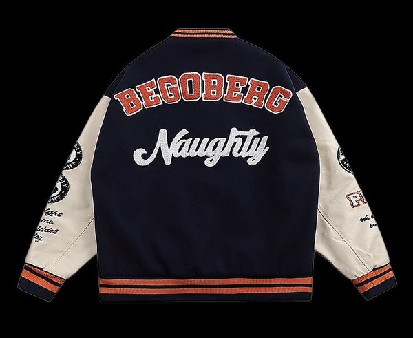Varsity Naughty Beige Sleeve Bomber Jacket Varsity Jacket | Grailed