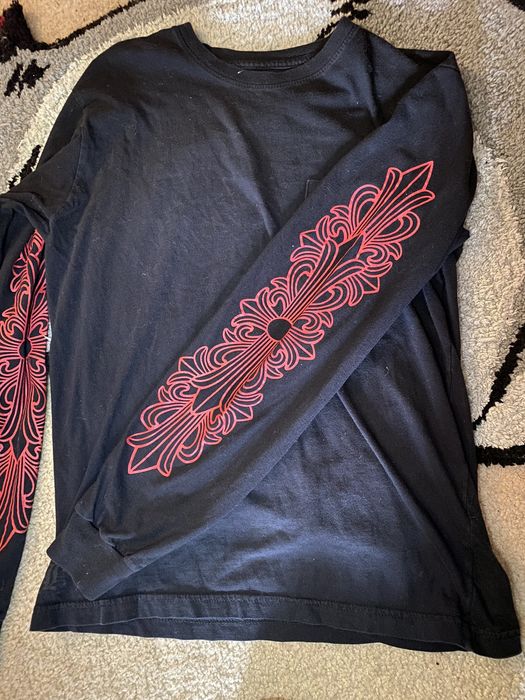 Chrome Hearts Rare black and red chrome hearts long sleeve | Grailed