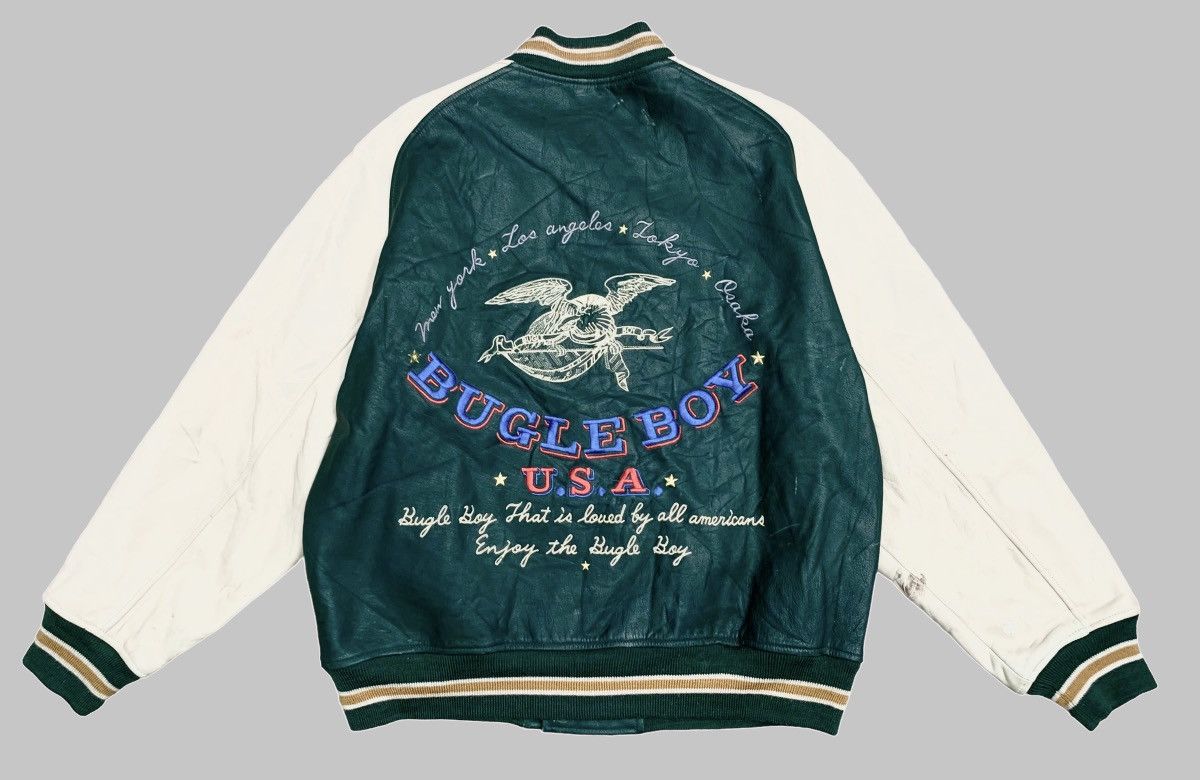 Bugle Boy × Vintage Vintage Brand The Bugle Boy Leather Varsity Jacket ...