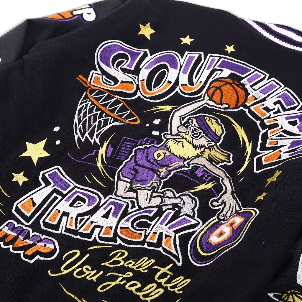 Bomber Jacket VARSITY JACKET BASKET BALL CARTOON ART | Grailed