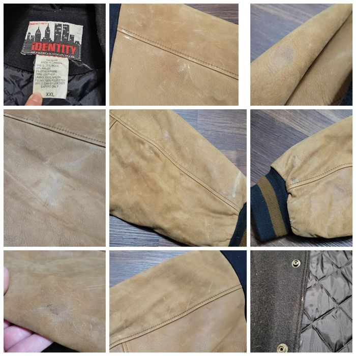 Vintage Vtg 90s ESPN Quilt Lined Wool Leather Varsity Bomber Jacket ...