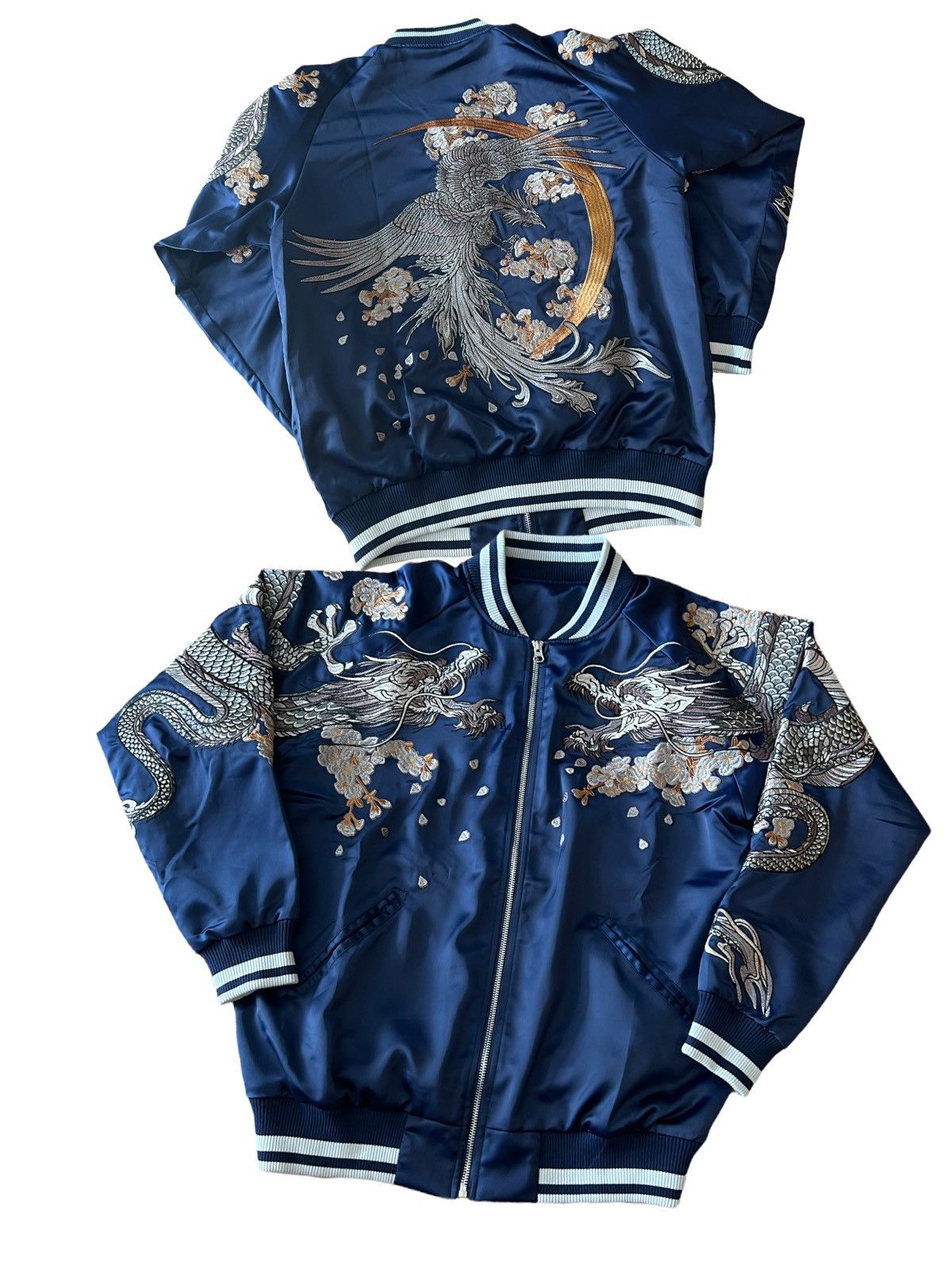 Japanese Brand × Vintage Koisea Double Dragon Phoenix Sukajan Souvenir ...