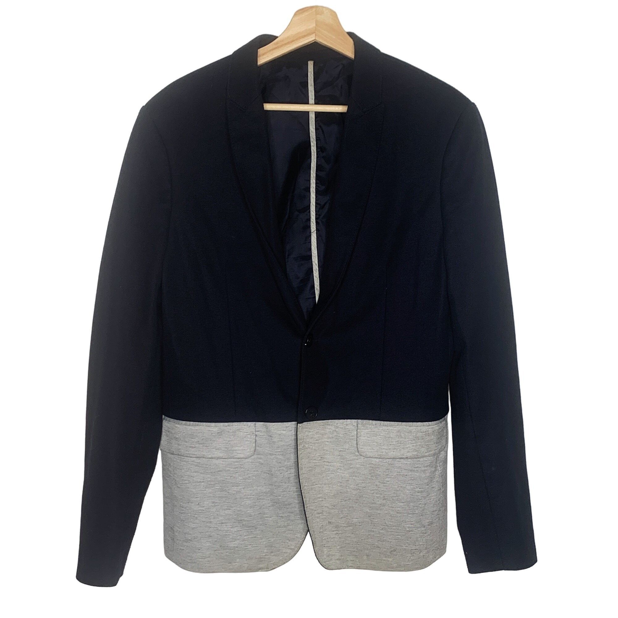 Zara ZARA Man Color Block Grey Dark Black/Blue Blazer 2-Button | Grailed