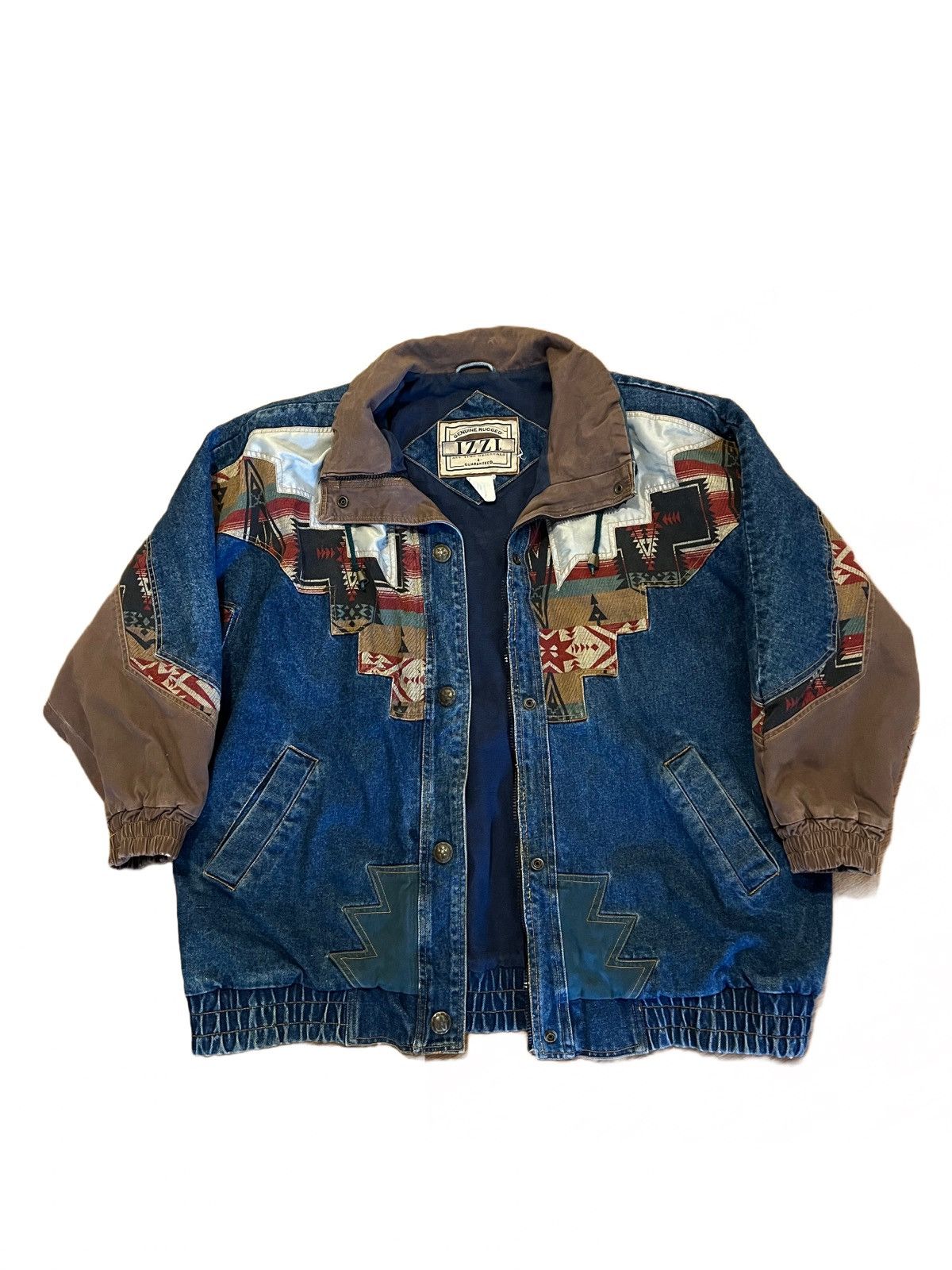 Vintage Genuine Rugged Izzi Aztec Print Vintage Denim Jacket | Grailed