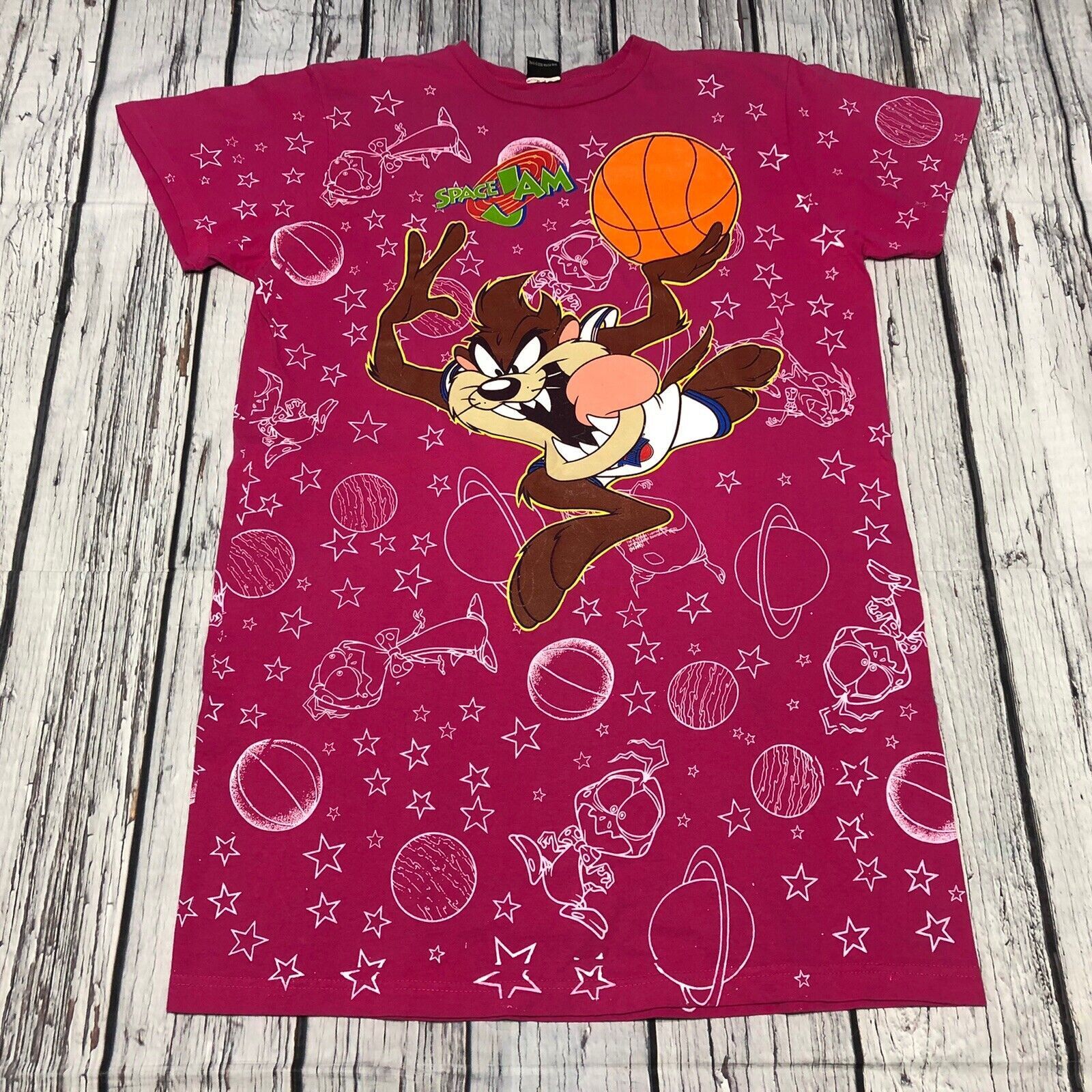 Vintage Vintage Looney Tunes Taz Dunk Pink 1996 One Size Space Jam T ...