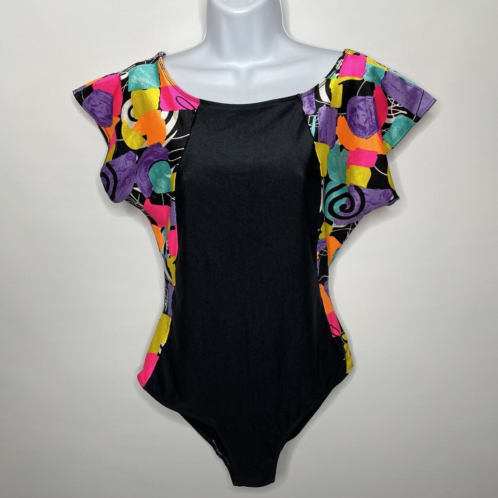 Vintage 80s Danskin Plus Black Multi Geo Spandex Leotard Pants Set ...