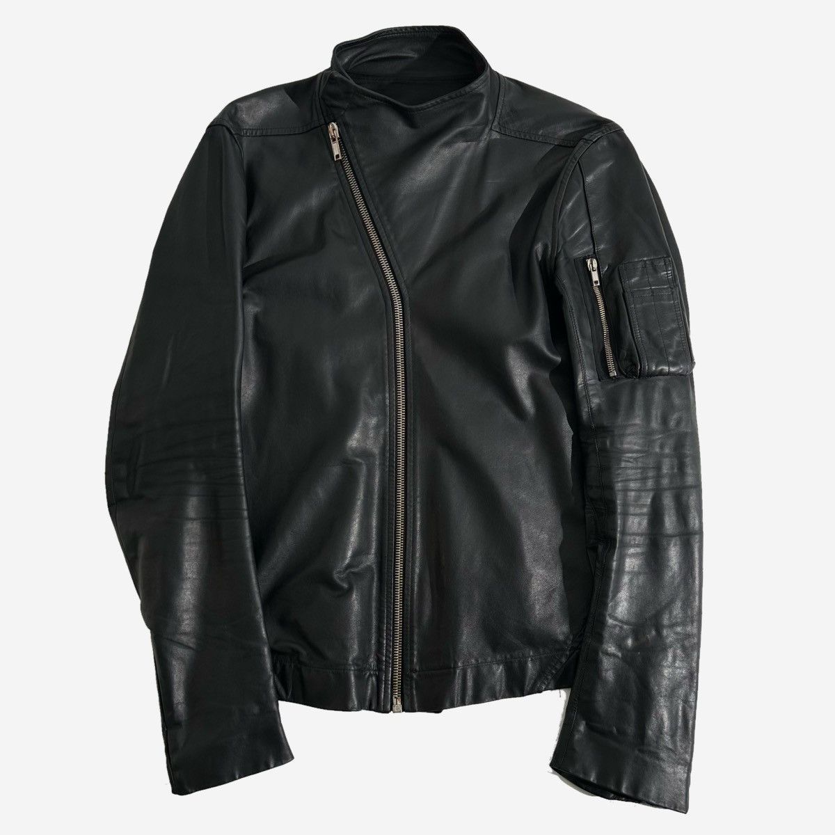 Rick Owens Rick Owens Archive Asymmetrical Leather Jacket Grailed 7782
