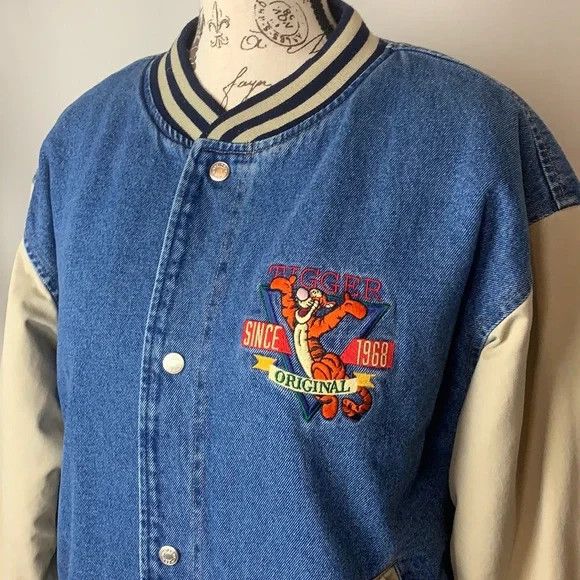 Vintage Vintage Disney Store Tigger Varsity denim jacket | Grailed