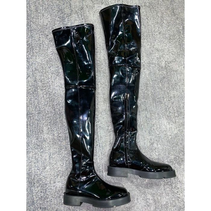 Givenchy Givenchy Squared Black Patent Leather Thigh High Boots | Grailed