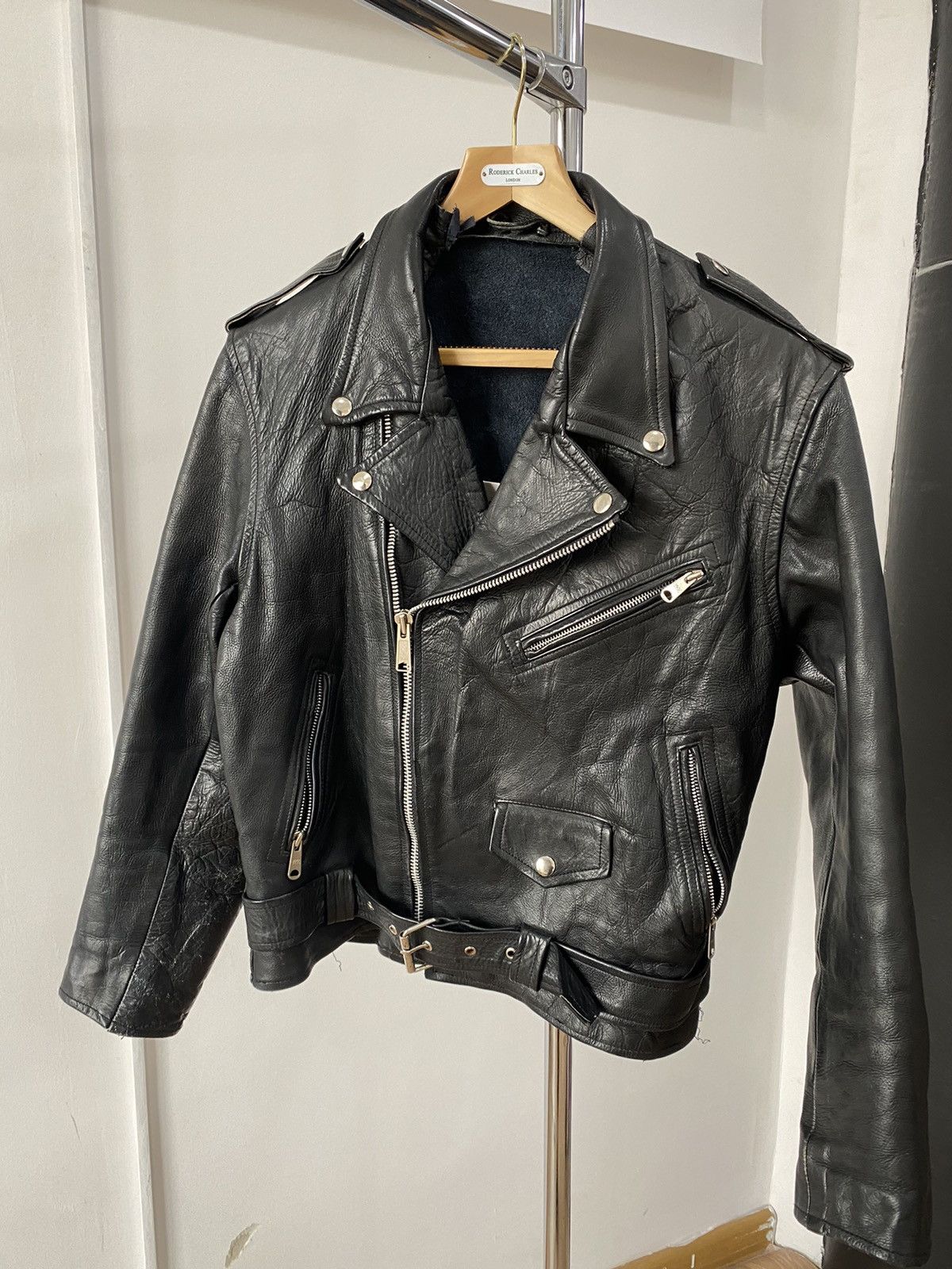 Vintage Y2K Biker Distressed Unlined Leather Jacket | Grailed