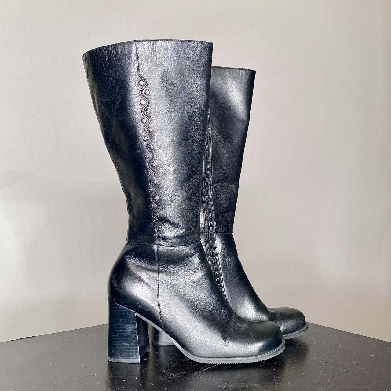 Harley Davidson Harley Davidson Black Leather Platform Studded Boots ...