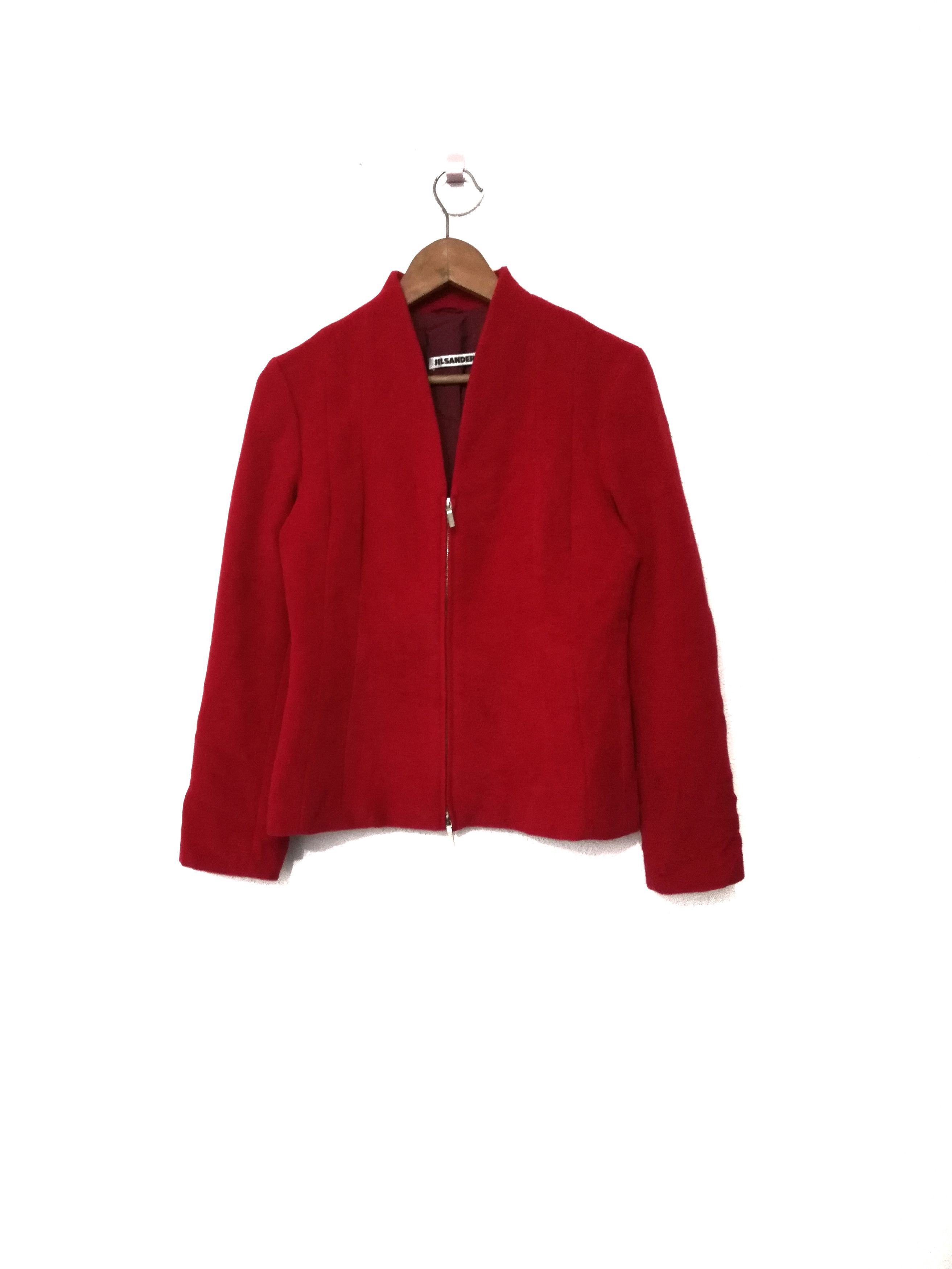 Jil Sander Authentic Jil Sander Red Wool Zipper Jacket Italy Made | Grailed