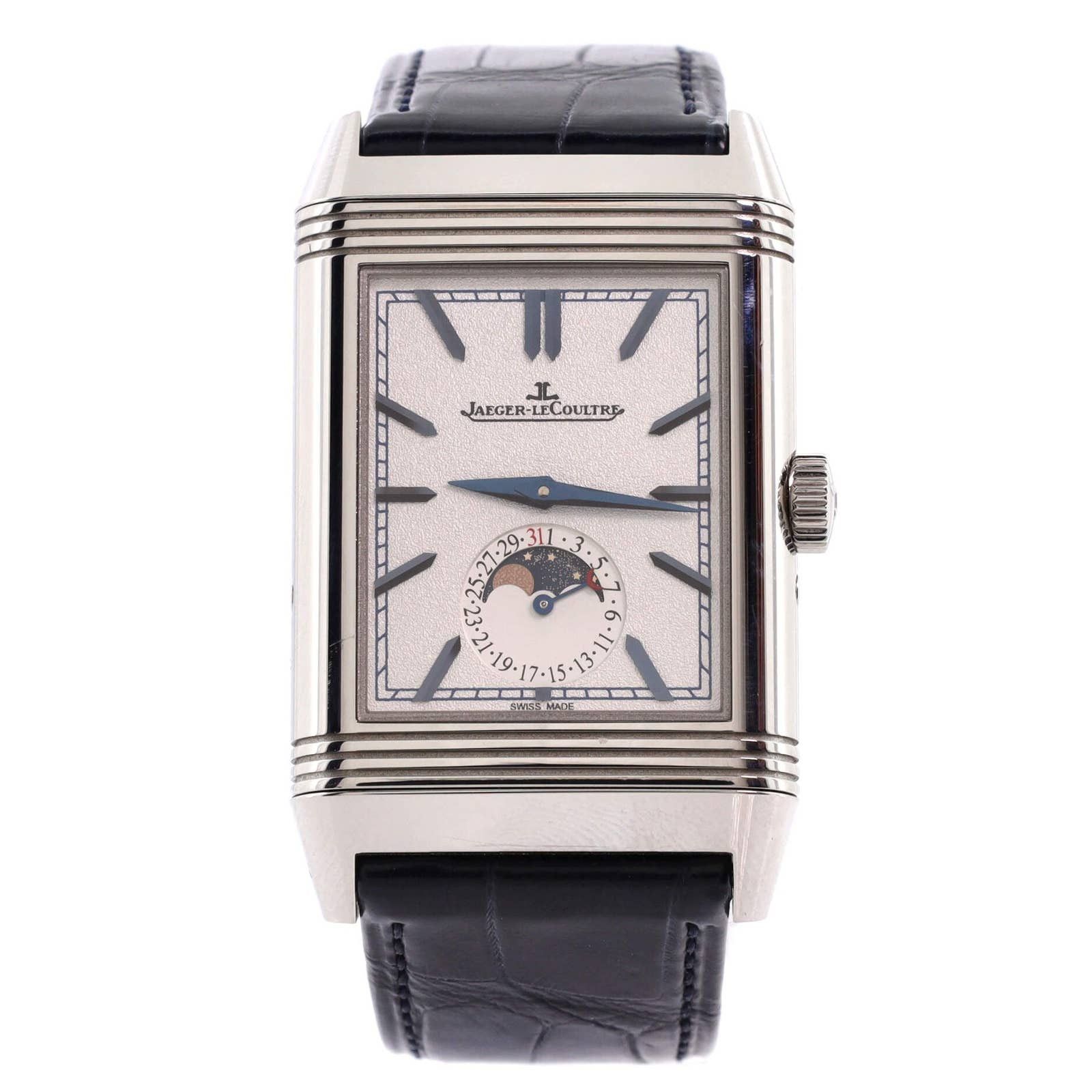 Jaeger Lecoultre Reverso Tribute Moonphase Manual Watch Stainless Steel ...
