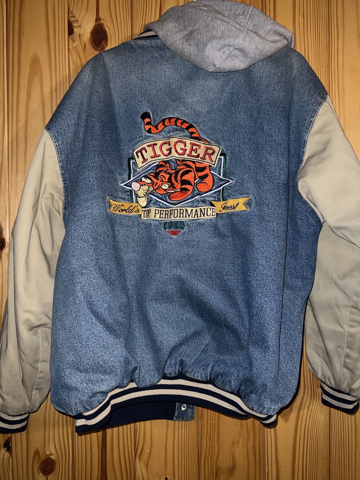 Disney Vintage 1990’s Tigger Varsity Denim Jacket | Grailed