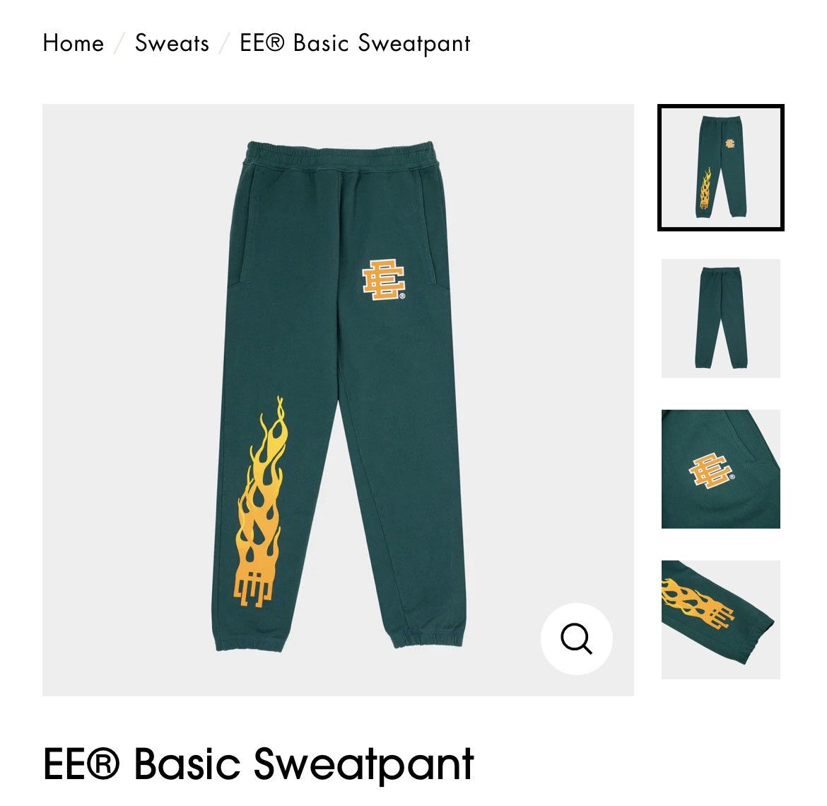 Eric Emanuel Eric Emanuel Emerald Green w orange flames sweatpants ...