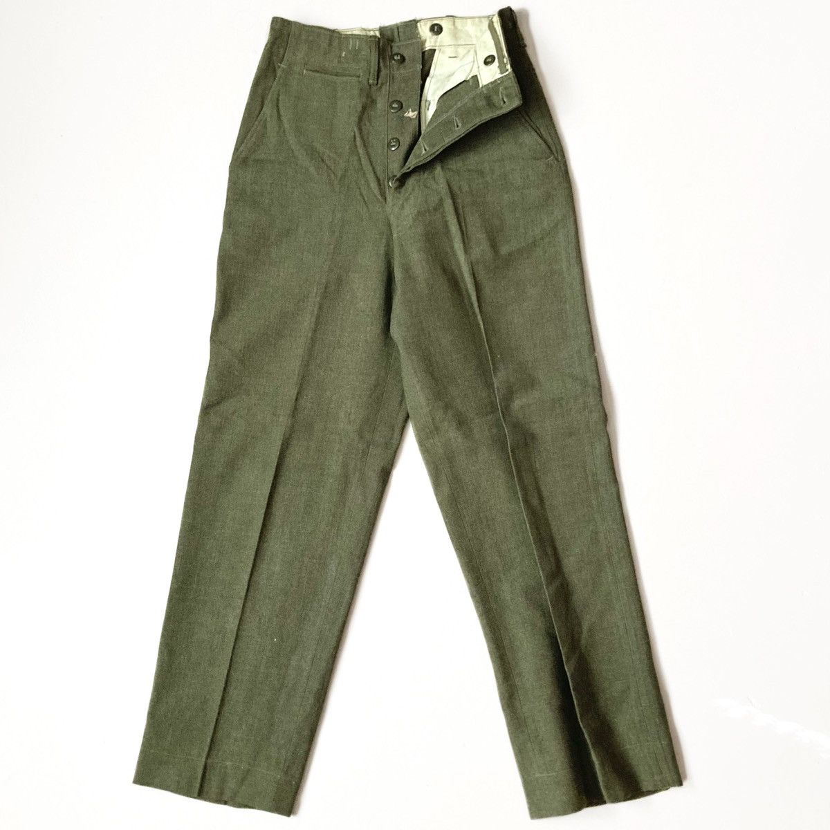 Military × Vintage Vintage forest green military style slacks | Grailed