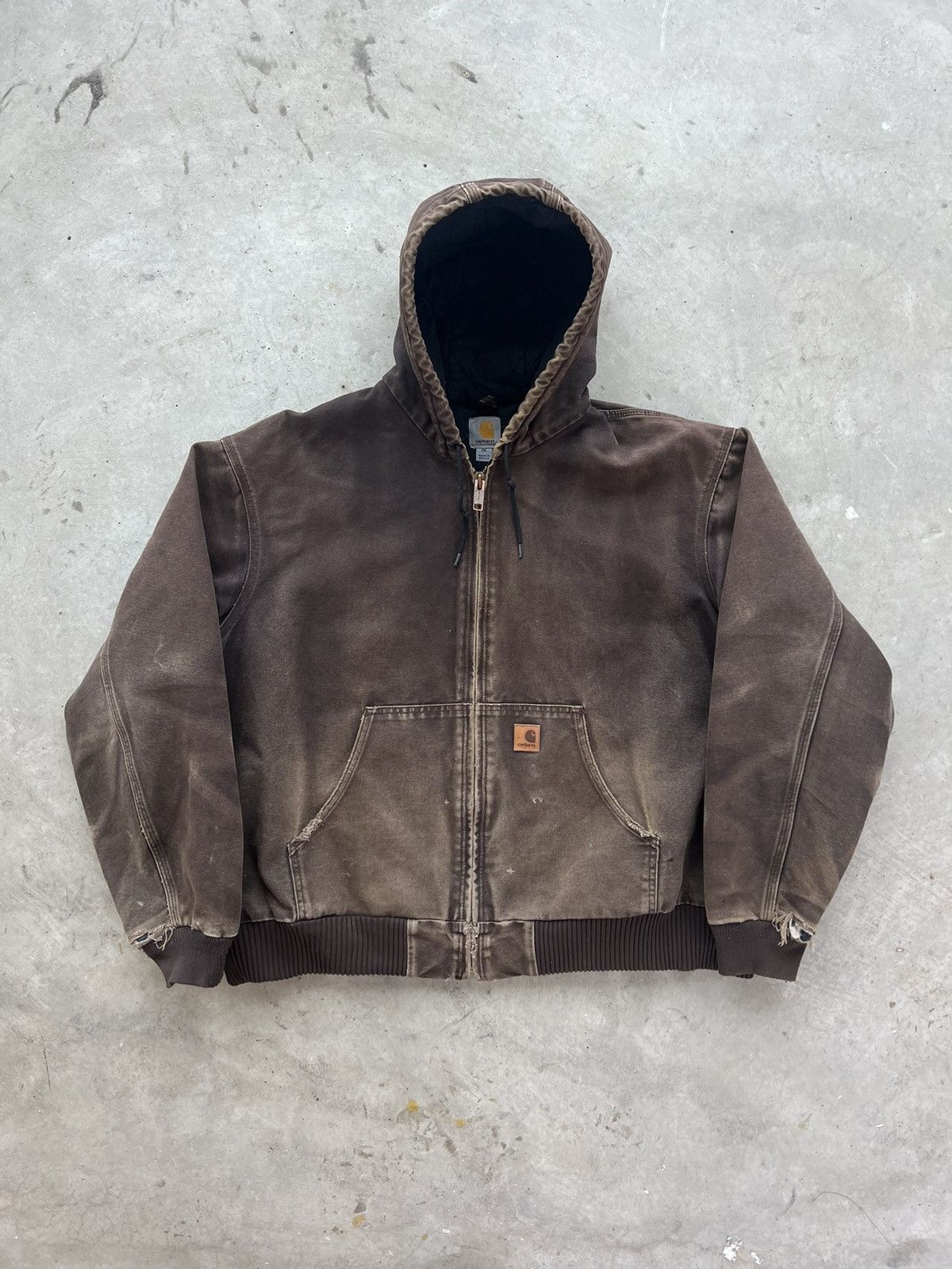 Vintage Vintage 90’s Carhartt Mocha Brown Thrashed Faded Work Jacket ...