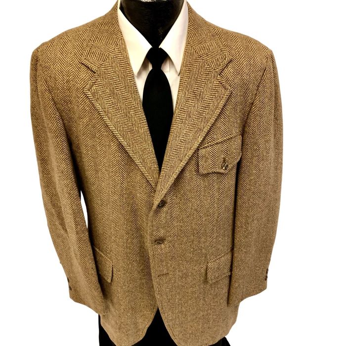 Unkwn Vtg 70's Brown HERRINGBONE Sport Coat Mod Wool Tweed Jacket | Grailed