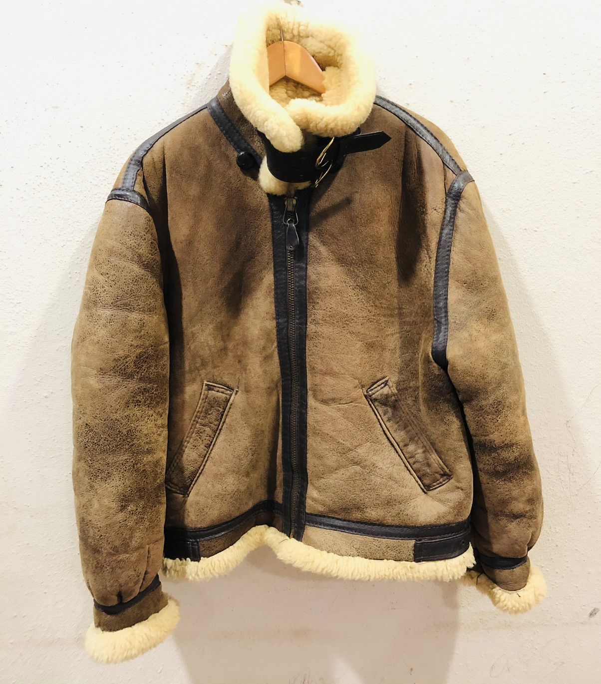Vintage Rare!! Schott Type B3 Sheepskin Leather Hoodie Jacket | Grailed