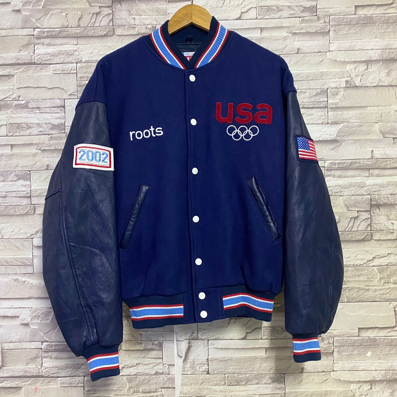 Roots × Vintage Vintage roots Olympic USA varsity leather jacket | Grailed
