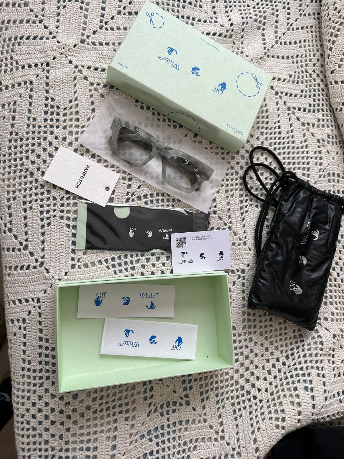 Off-White Off white rectangular marble sunglasses | Grailed