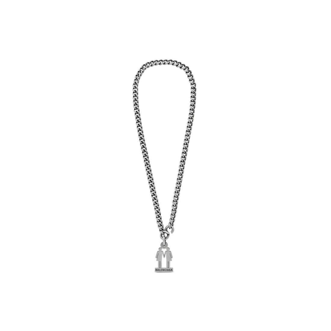 Balenciaga BALENCIAGA NECKLACE GOLD SILVER LOGO CHAIN PENDANT SPIKES ...