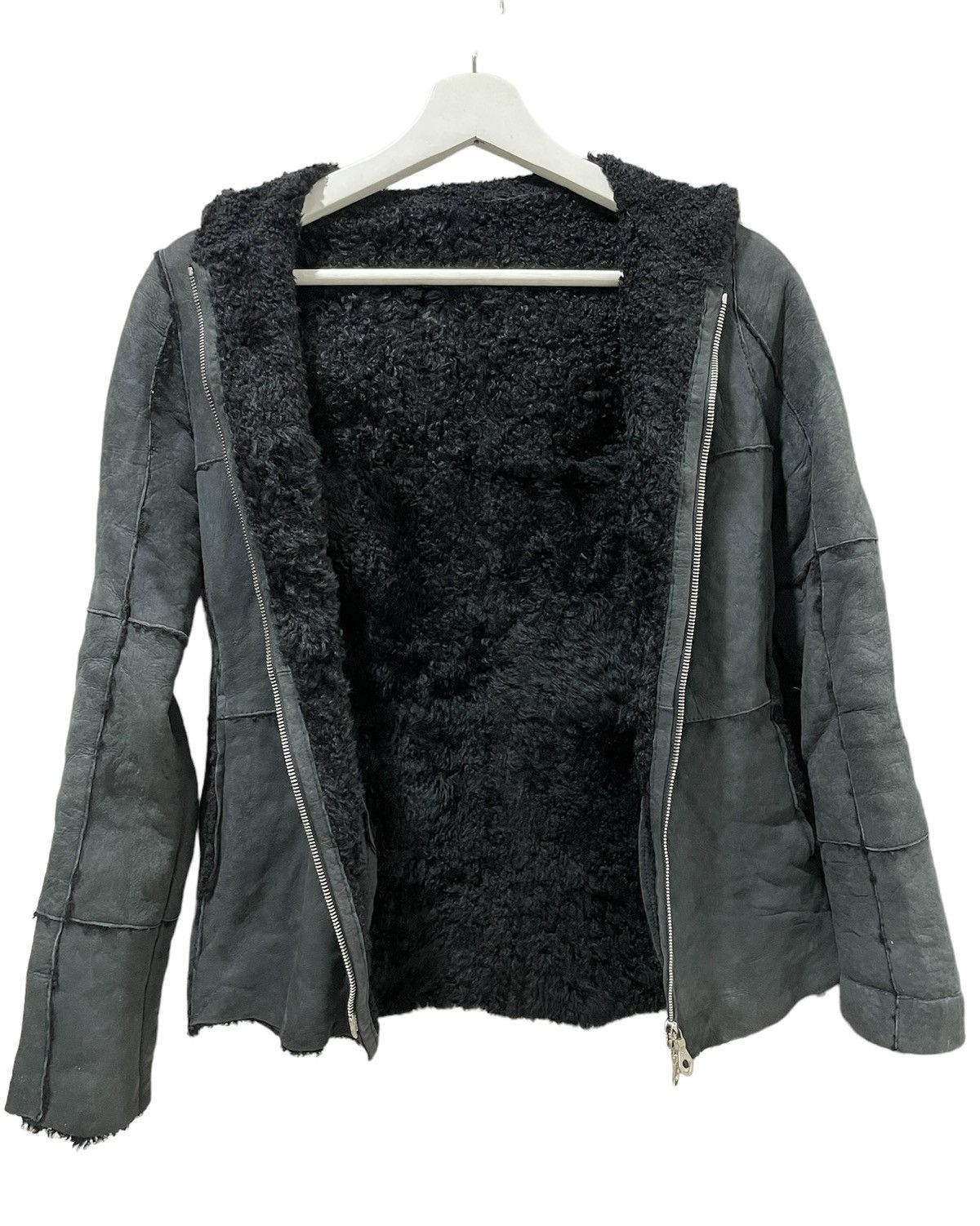 Archival Clothing Sheepskin jacket Jerkin Hooded Riri Zip made in Japan ...