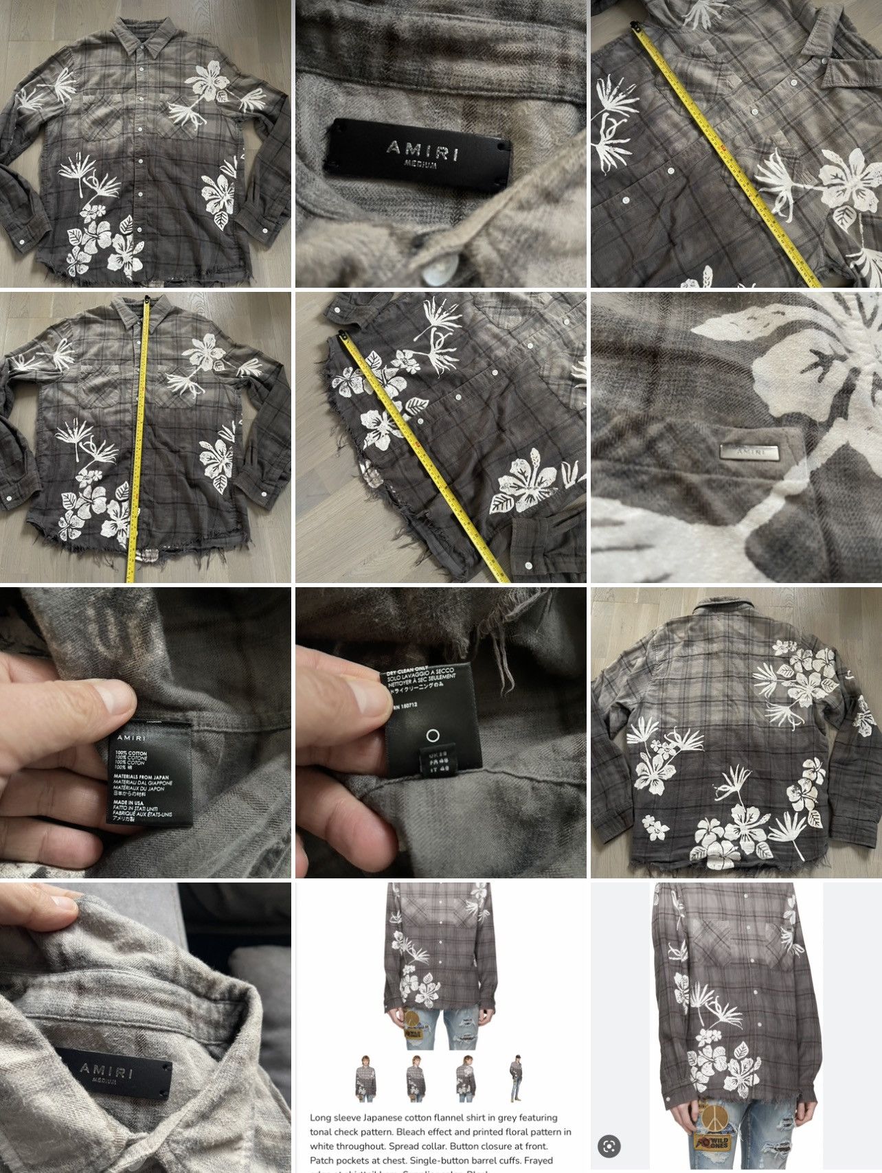 Amiri AMIRI men shirt real sizes shown in photos by tape measure | Grailed