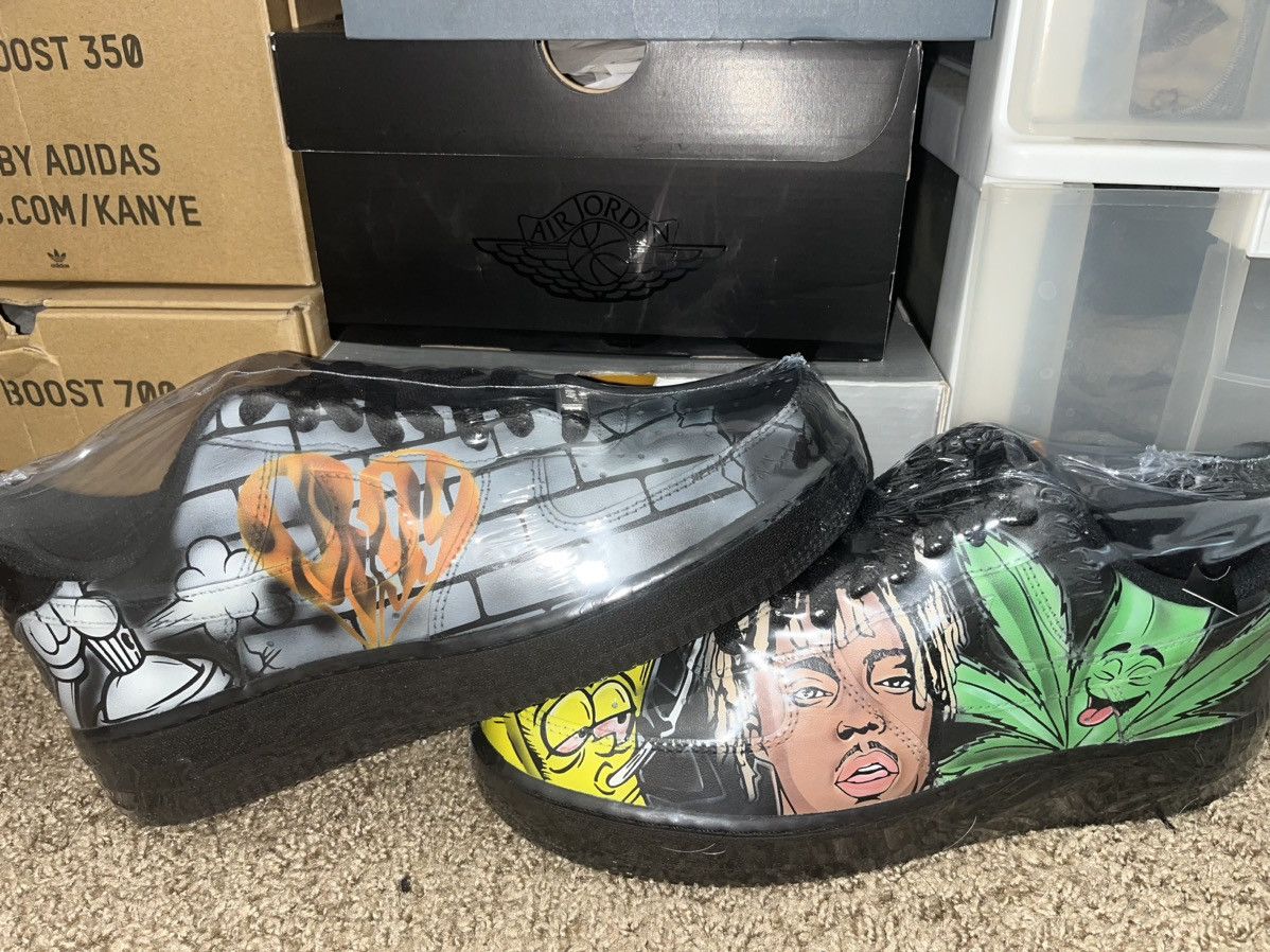 Nike Juice Wrld Custom Black Air Force Ones | Grailed