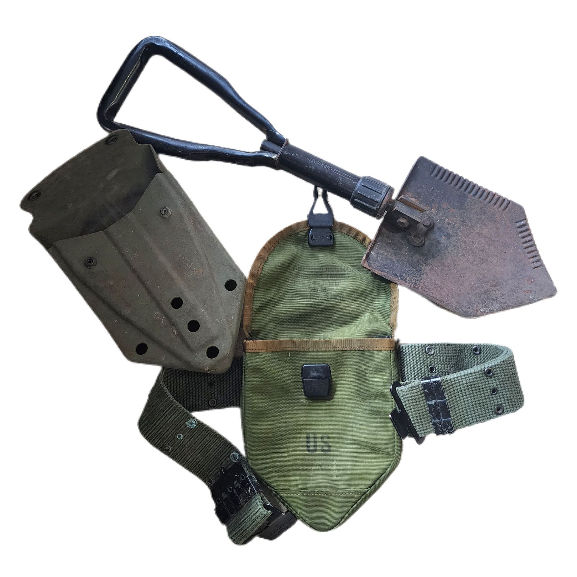 Vintage E Tool Shovel & Carrying Case Hip Belt War Entrenching Tool ...