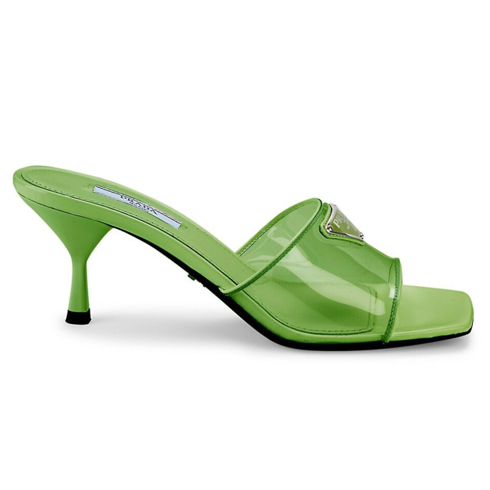 Prada Prada Plexiglas Green PVC Patent Leather Backless Sandal | Grailed