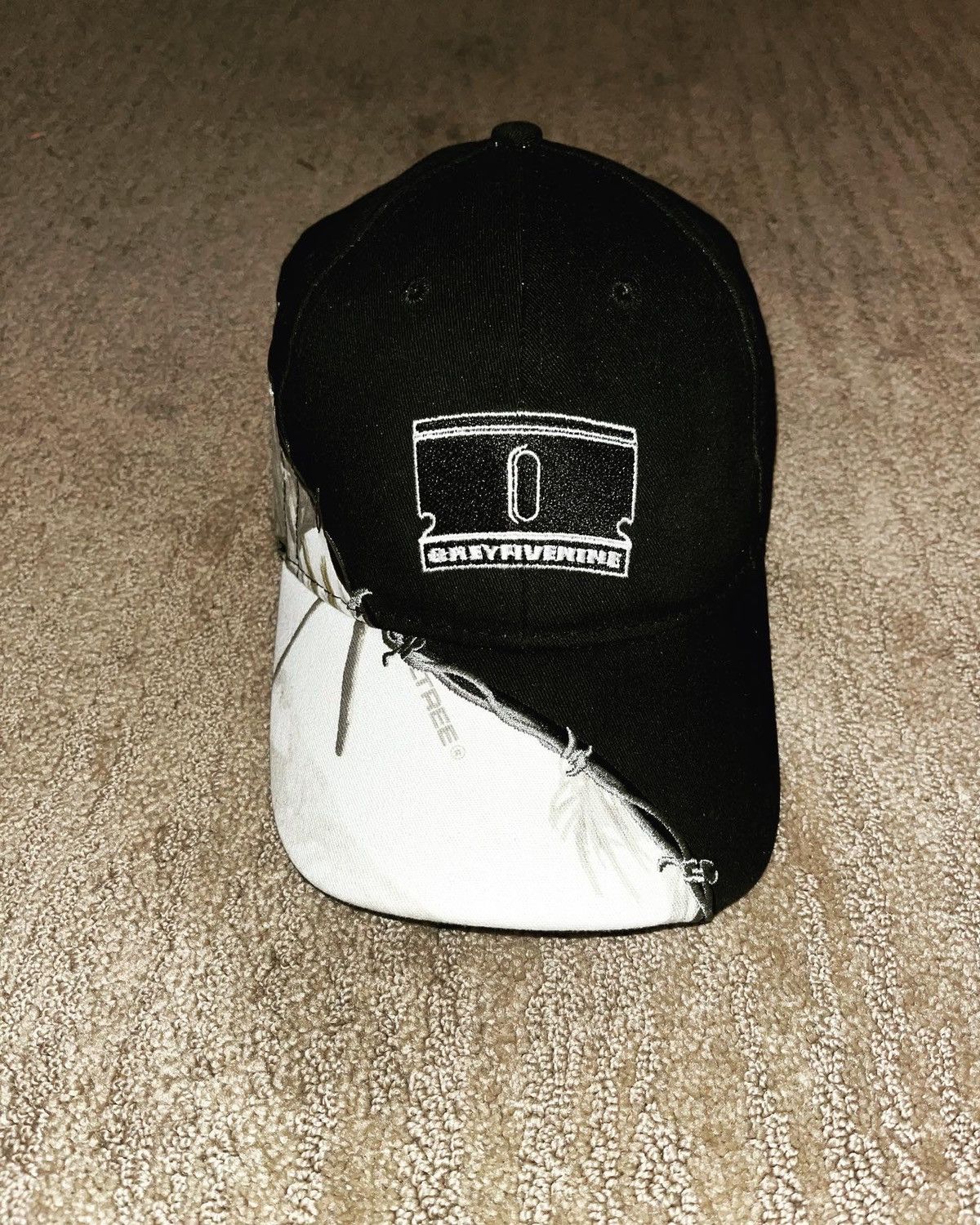 G59 Records Grey59 black and white camouflage barb wire razor blade hat ...
