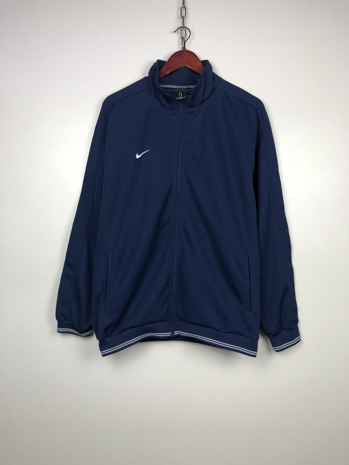 Nike Vintage Nike Team Blue Track Top Zip White Swoosh Logo L | Grailed