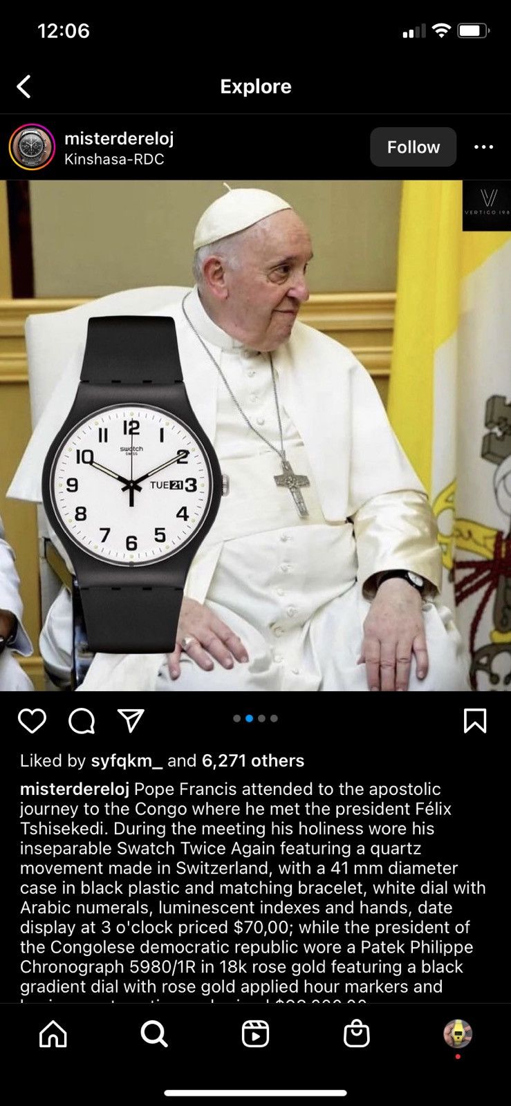 Vintage Pope Francis' Swatch Watch ONCE AGAIN GB743 | 1999 Minimalis ...