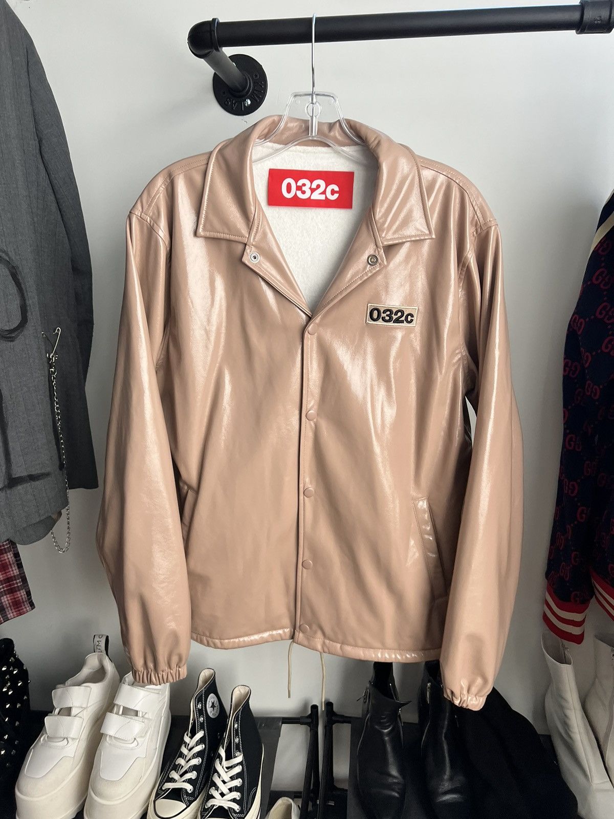 032c 032c Pink Patent Embroidered Patch Jacket | Grailed