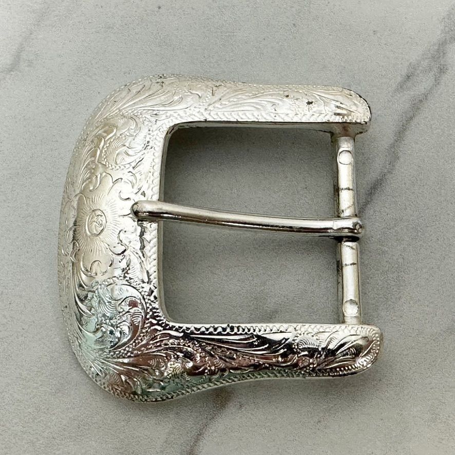 Vintage Vintage Floral Silver Tone Simple Western Style Belt Buckle ...